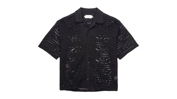HONOR THE GIFT Pointelle Crochet Camp Collar Shirt