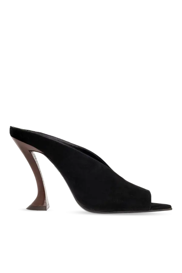 LANVIN Suede Heeled Mules - Black