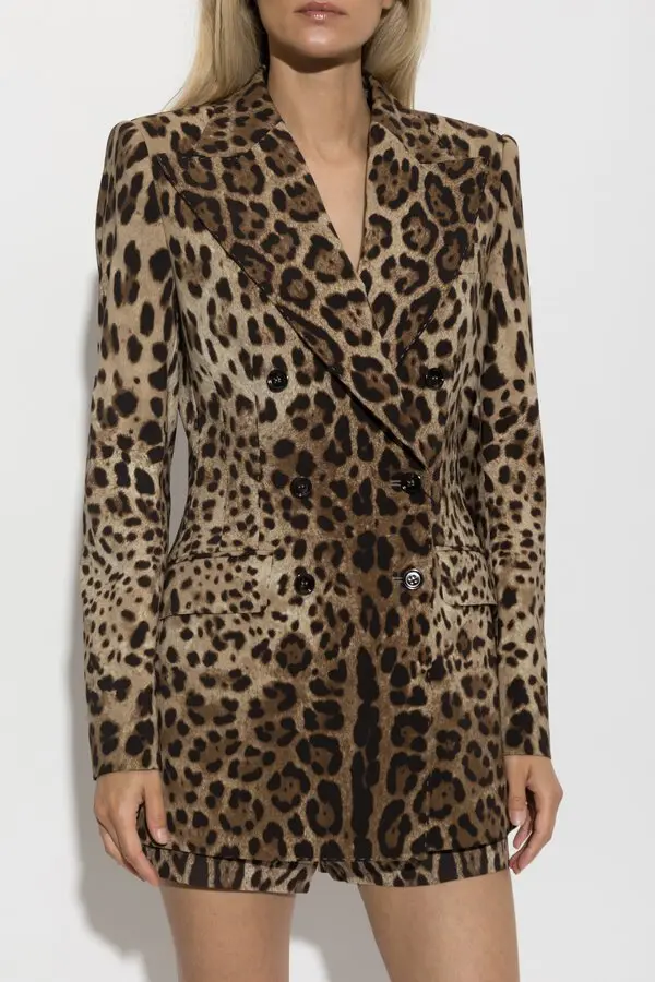 Dolce & Gabbana Double-breasted Blazer With Animal Print