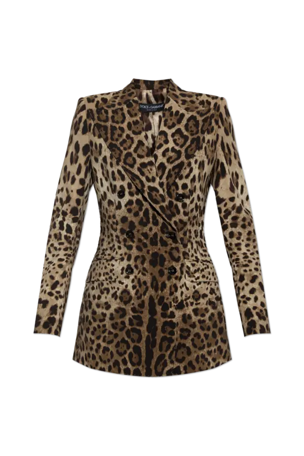 Dolce & Gabbana Double-breasted Animal Print Blazer - Brown