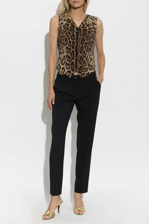 Dolce & Gabbana Wool Crease-front Tapered Leg Pants