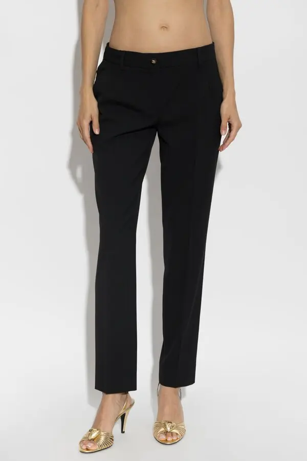 Dolce & Gabbana Wool Crease-front Tapered Leg Pants