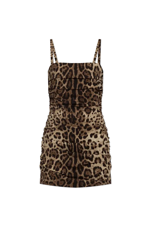 Dolce & Gabbana Leopard Print Ruched Mini Dress