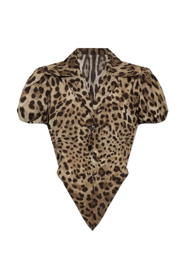 Dolce & Gabbana Top With Animal Motif - Brown