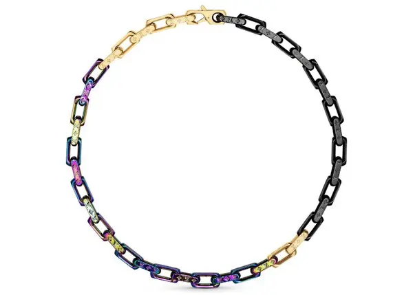 LOUIS VUITTON Chain Necklace Engraved Monogram Colors/colorin - Black/gold