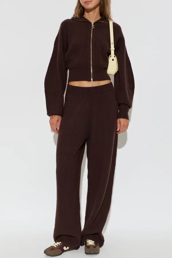 Sportmax Goloso Ribbed Wool Blend Trousers