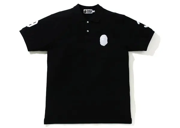 A BATHING APE Large Ape Head Polo Shirt - Black