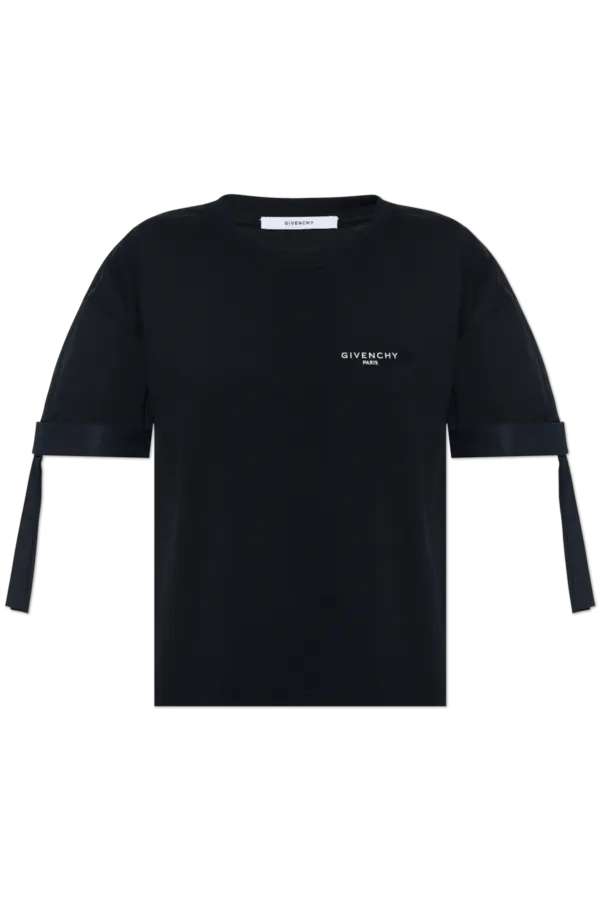 Givenchy Navy Short Sleeve Top With Tie Detail