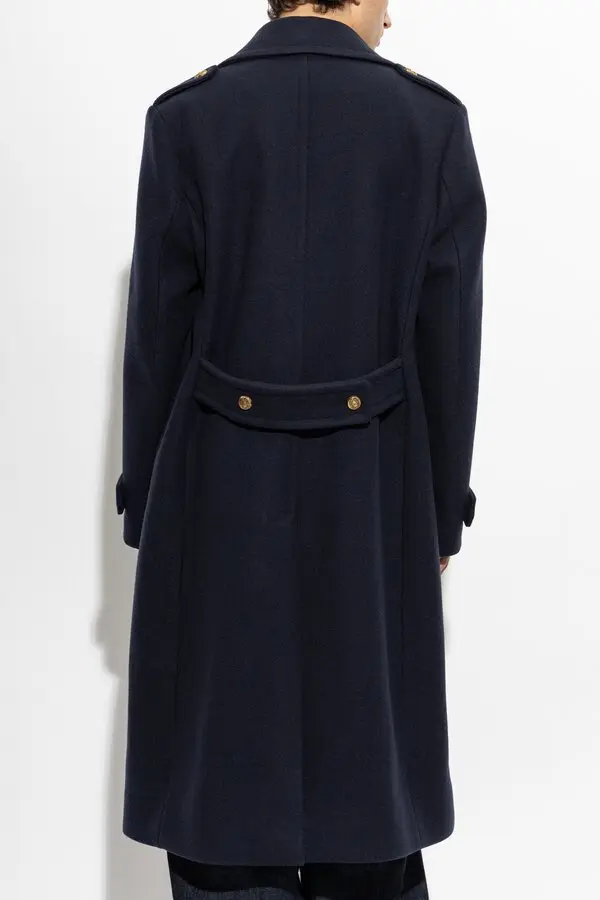 Dolce & Gabbana Navy Wool Overcoat With Single Vent