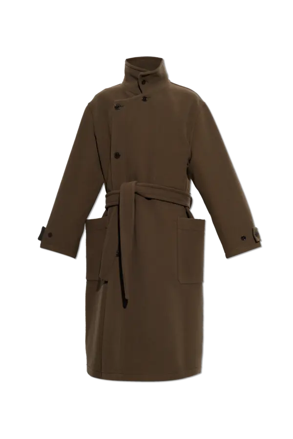 LEMAIRE Wool Coat With Belt - Green