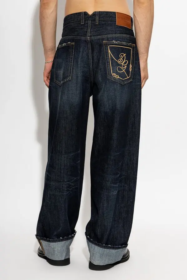 Dolce & Gabbana Wide-leg Jeans With Rolled Cuffs