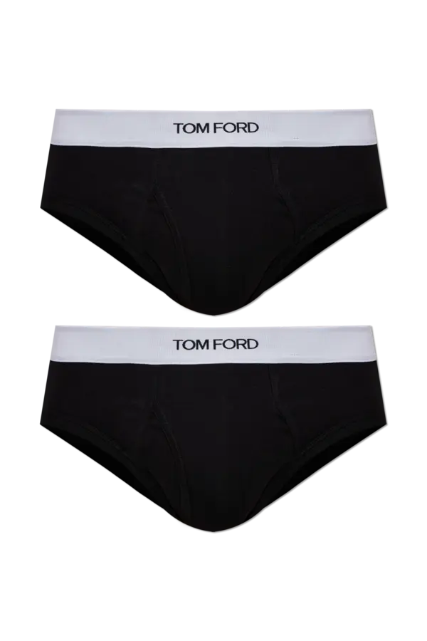 TOM FORD 2-pack Of Cotton Briefs With Logo - Black
