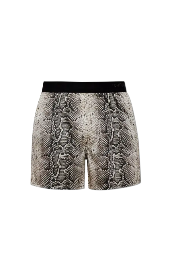 TOM FORD Silk Boxers With Animal Print - Black