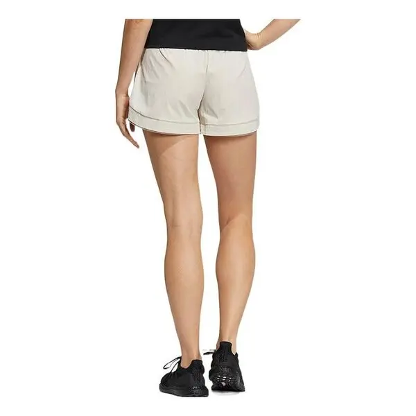 Adidas Logo Elastic Waist Athletic Shorts - White