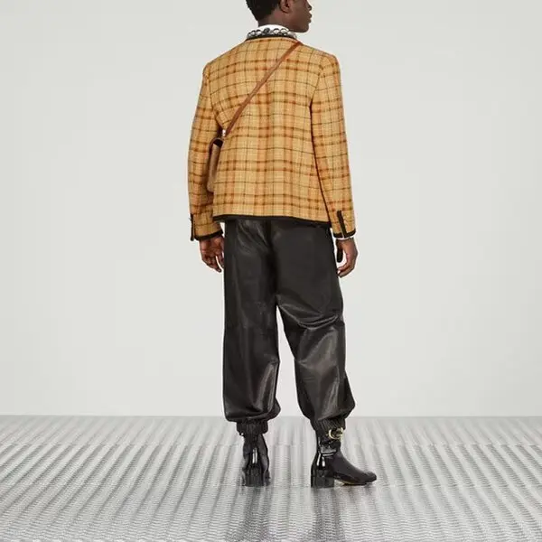Gucci Check Cotton Linen Formal Jacket 'beige Orange