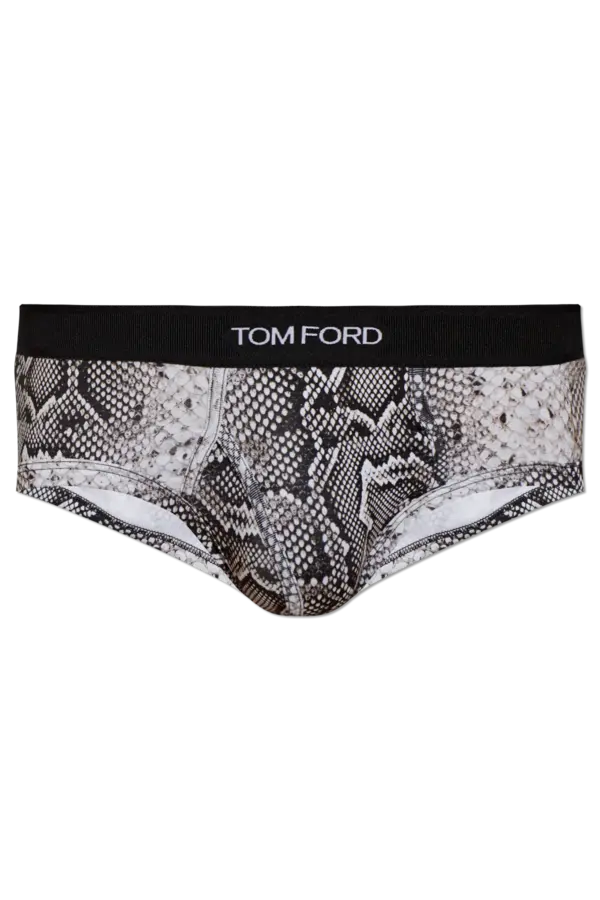 TOM FORD Cotton Briefs With Animal Motif - Grey