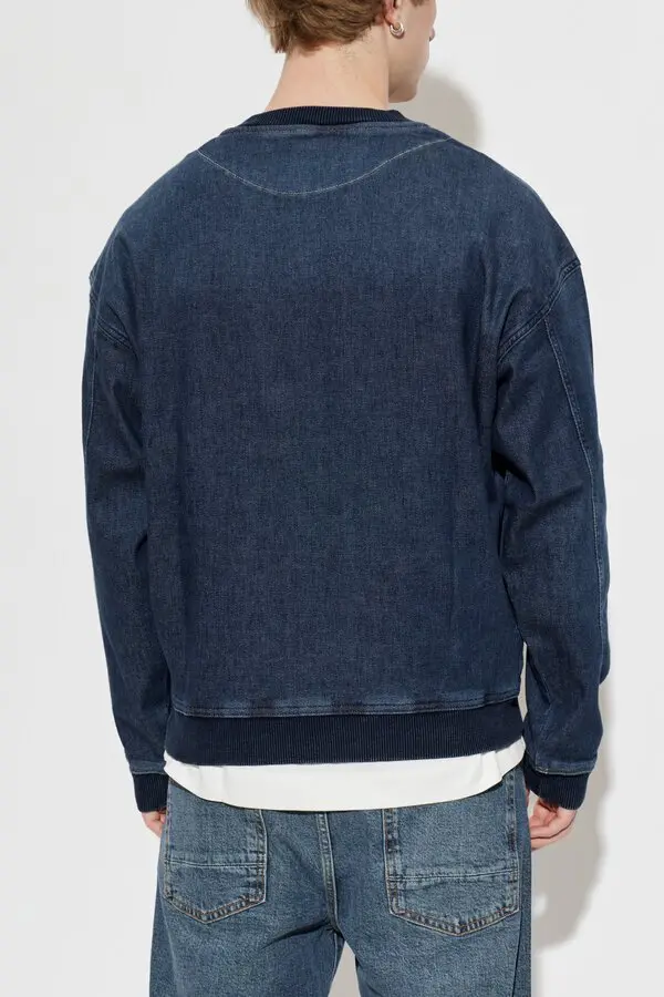 Emporio Armani Crewneck Sweatshirt With Metallic Logo Detail