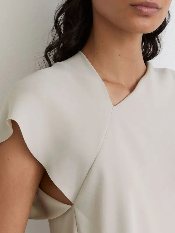 REISS Jade Asymmetric Draped-sleeve Top