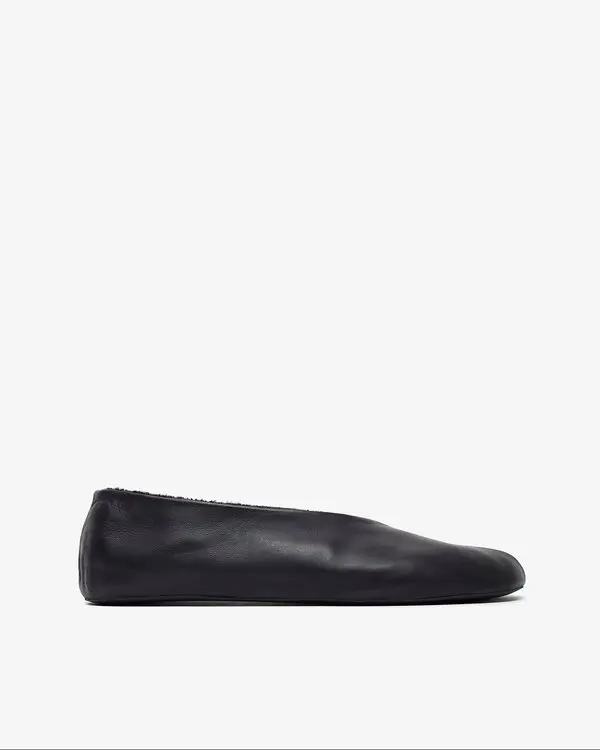 THE ROW Stella Shearling Flats - Black