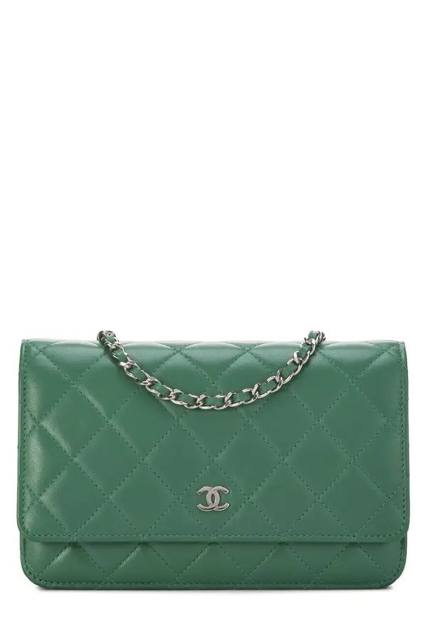 Chanel Quilted Lambskin Classic Wallet On Chain - Green