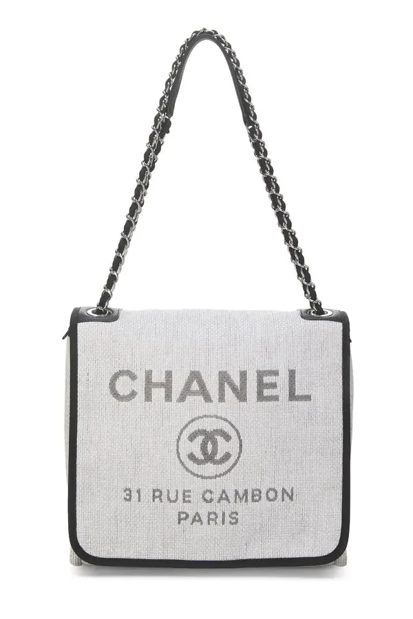 Chanel Woven Raffia Deauville Messenger - Grey