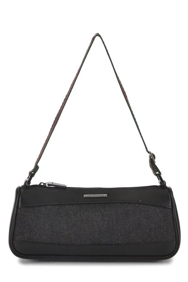Gucci Gg Denim Web Pochette - Black