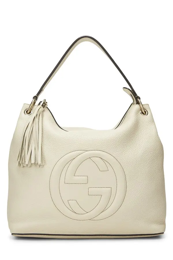Gucci Cream Leather Soho Convertible Hobo - White