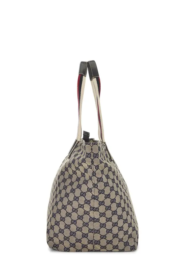 Gucci Gg Canvas Web Zip Tote