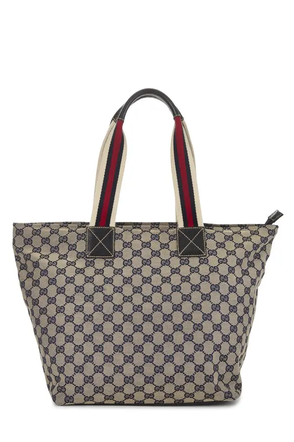 Gucci Gg Canvas Web Zip Tote