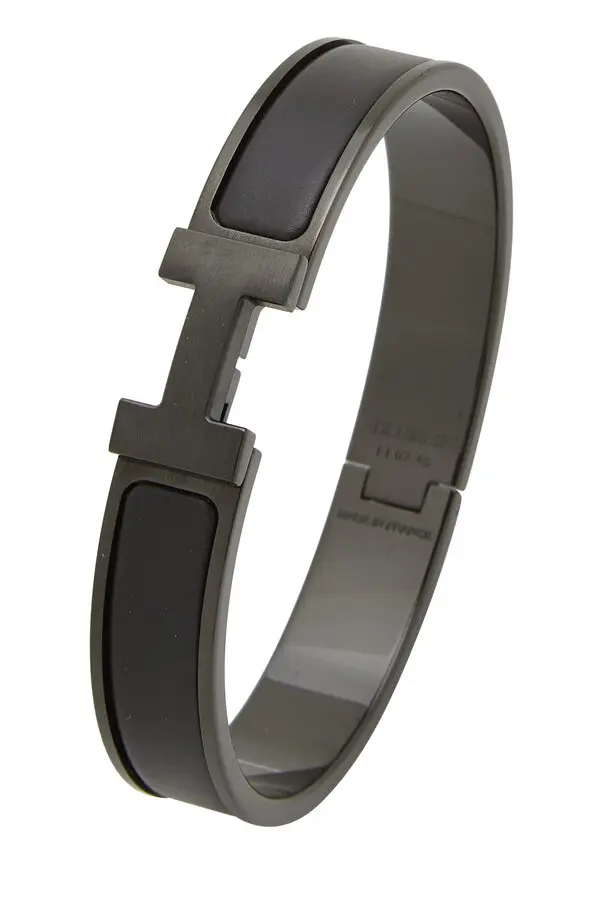 Hermès Enamel "h" Bracelet Pm - Black