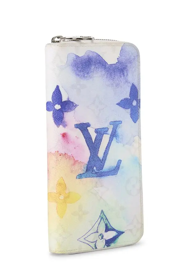 LOUIS VUITTON White Monogram Watercolor Zippy Vertical