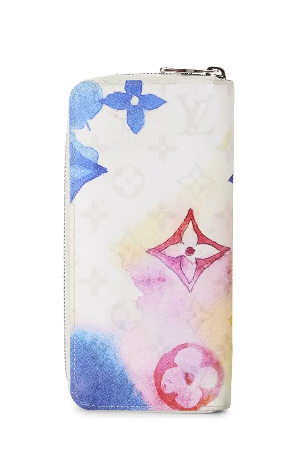 LOUIS VUITTON White Monogram Watercolor Zippy Vertical