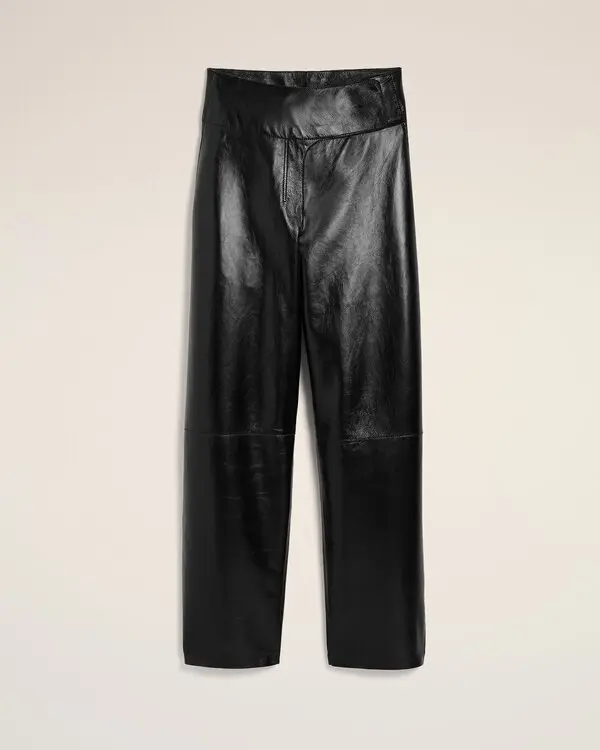 AMI Paris Patent Lamb Leather Wrapped Belted Trousers