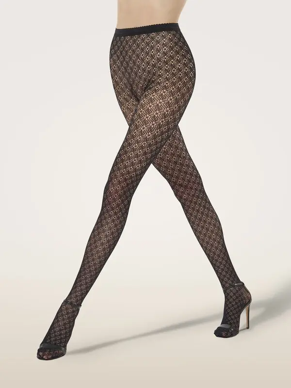 Wolford Floral Mesh Tights - Black