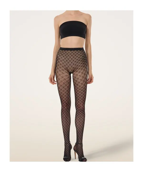 Wolford Floral Mesh Tights - Black