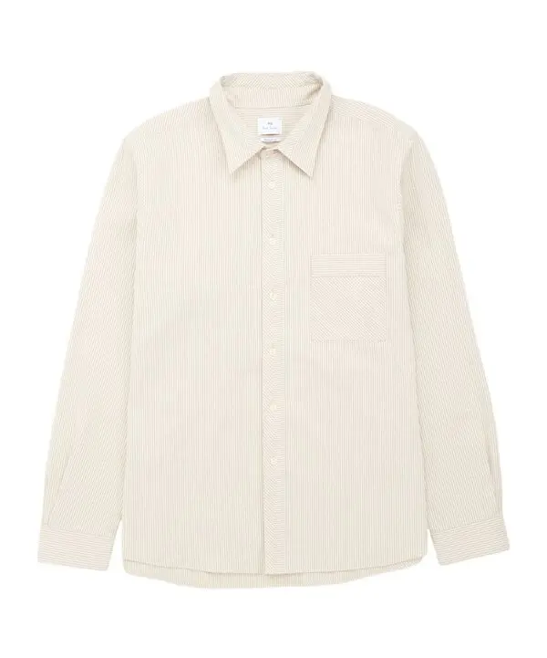 Paul Smith Regular-fit Taupe Textured-stripe Shirt