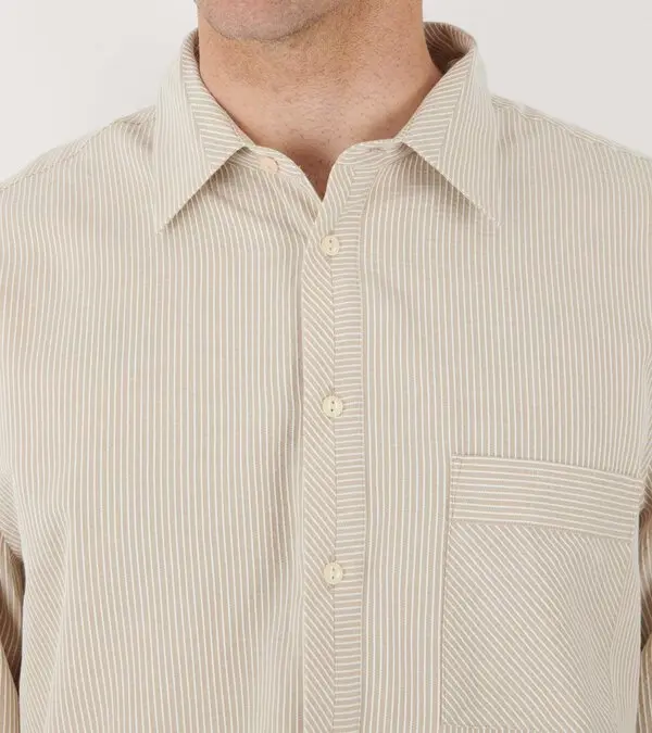 Paul Smith Regular-fit Taupe Textured-stripe Shirt