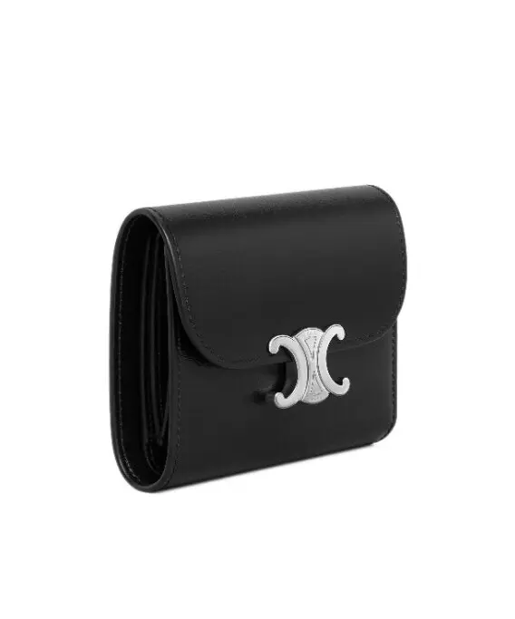 Celine Small Flap Wallet Triomphe In Shiny Calfskin