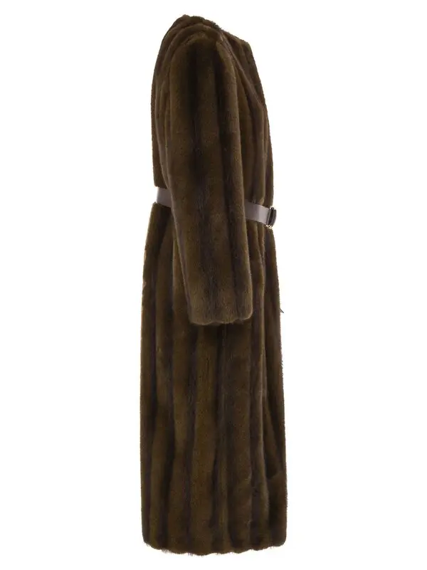 Max Mara Fluffy-textured Long Coat - Hazelnut Color