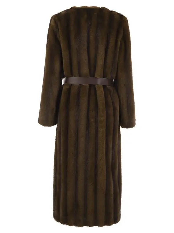 Max Mara Fluffy-textured Long Coat - Hazelnut Color