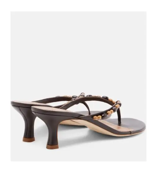 Staud Freja Beaded Leather Thong Sandals