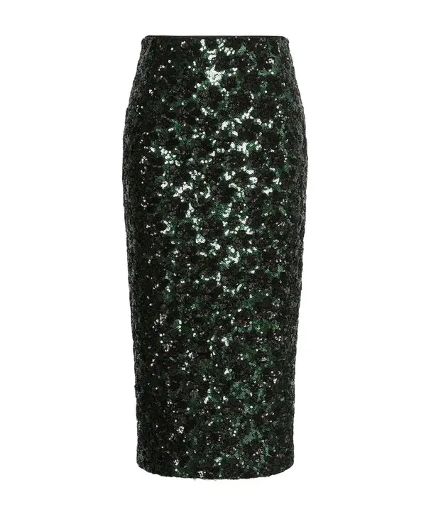 Max Mara Sequined Midi Skirt With Back Slit - Black