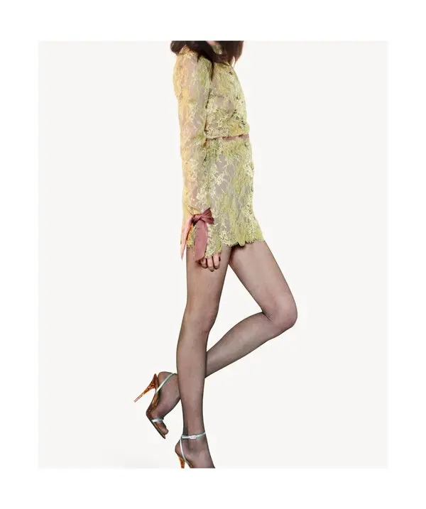 Saint Laurent Mini Dress With Bow Tie And Lace Cuffs