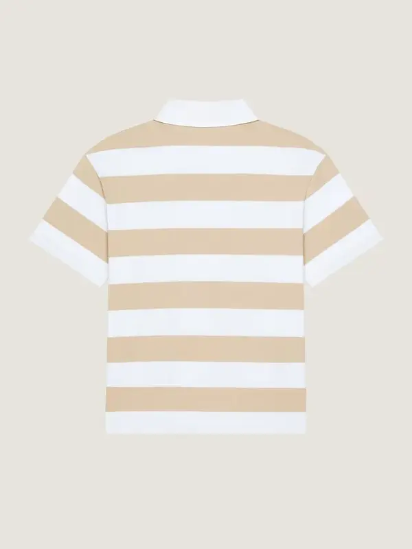 Givenchy Striped Polo In Cotton With Paris Embroidery - White/beige
