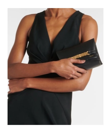 Victoria Beckham Mini Leather Clutch With Chain