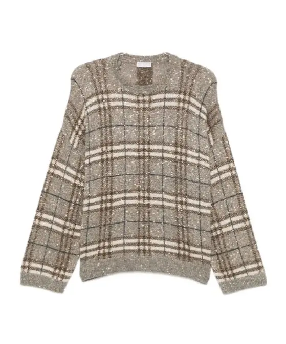 Brunello Cucinelli Sequin-embellished Checked Sweater