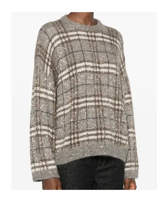 Brunello Cucinelli Sequin-embellished Checked Sweater