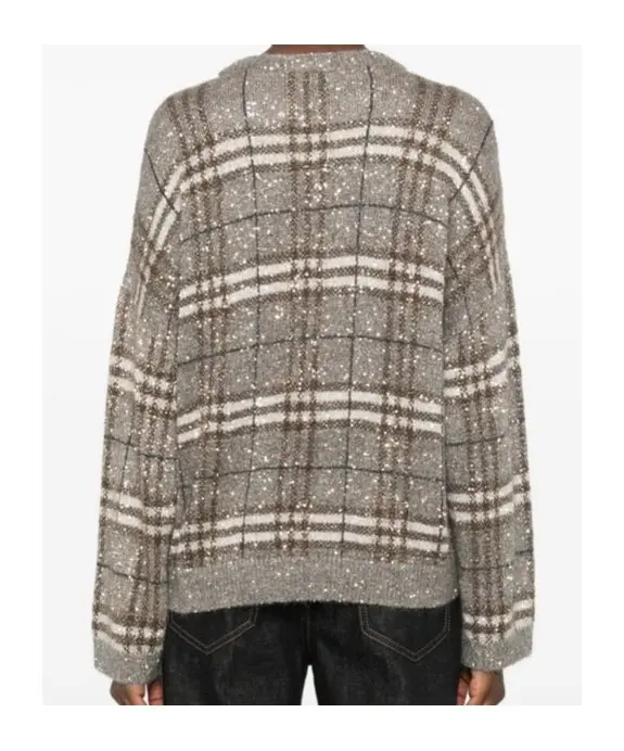 Brunello Cucinelli Sequin-embellished Checked Sweater