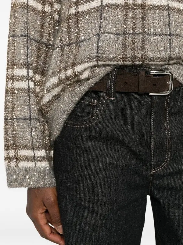 Brunello Cucinelli Sequin-embellished Checked Sweater