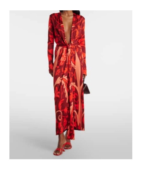 Johanna Ortiz Printed Jersey Midi Dress - Red